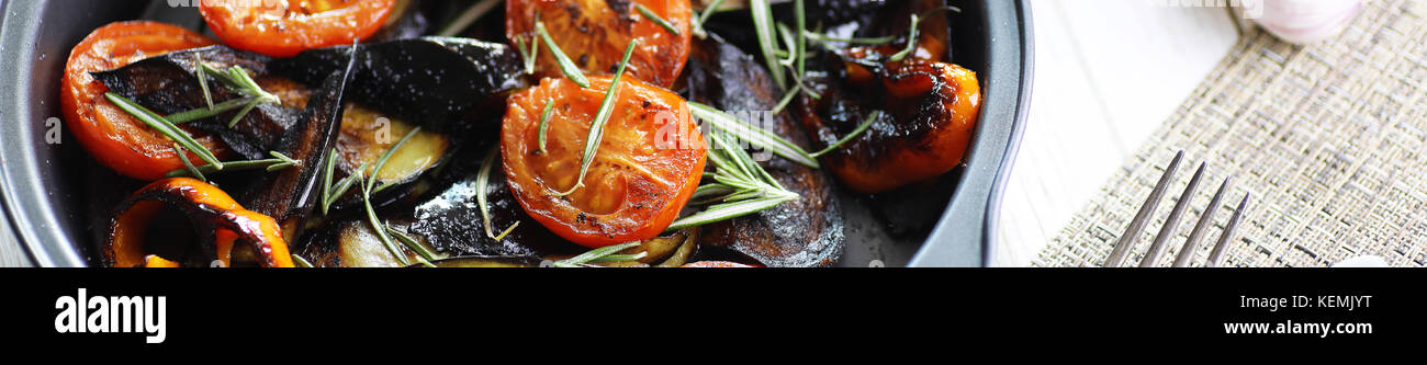 Long horizontal background of vegetables grilled Stock Photo - Alamy