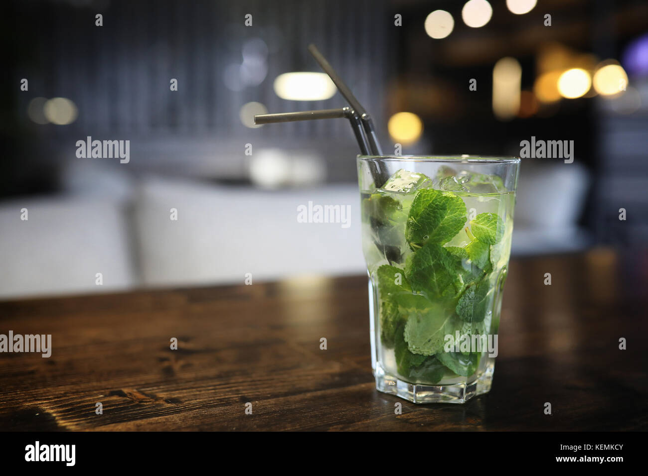 A table in a cafe with objects Stock Photo - Alamy