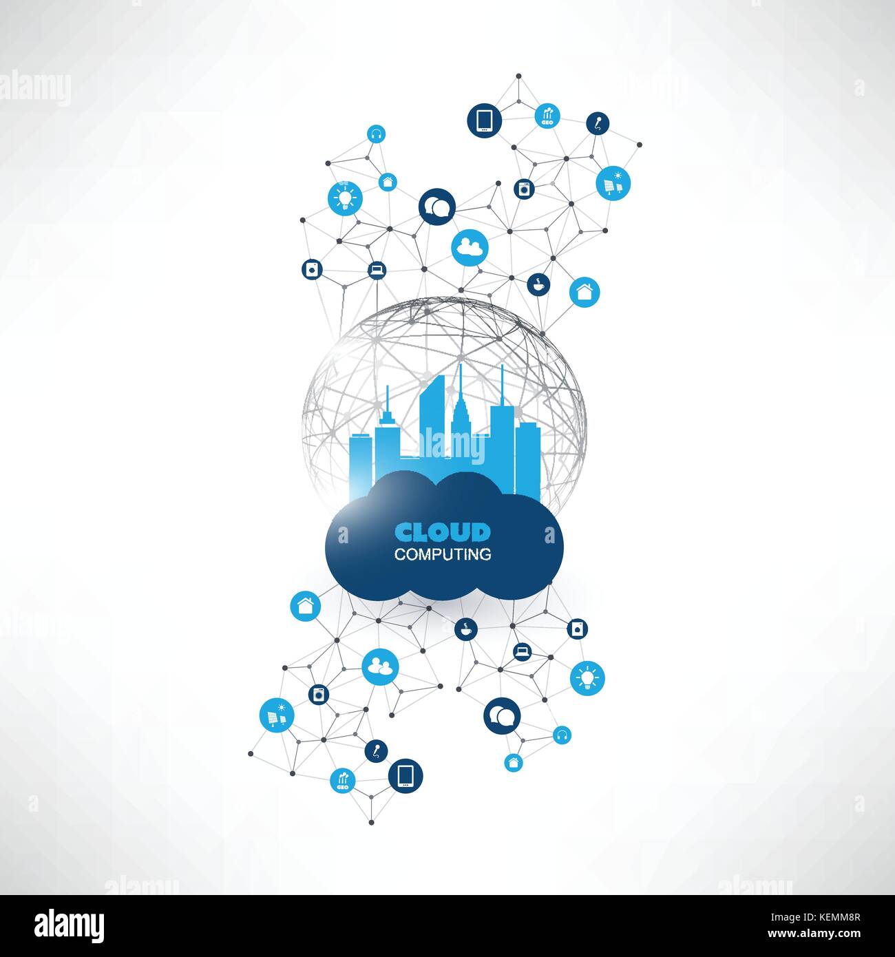 Cloud Computing Design Concept with Icons - Digital Network Connections, Technology Background ...