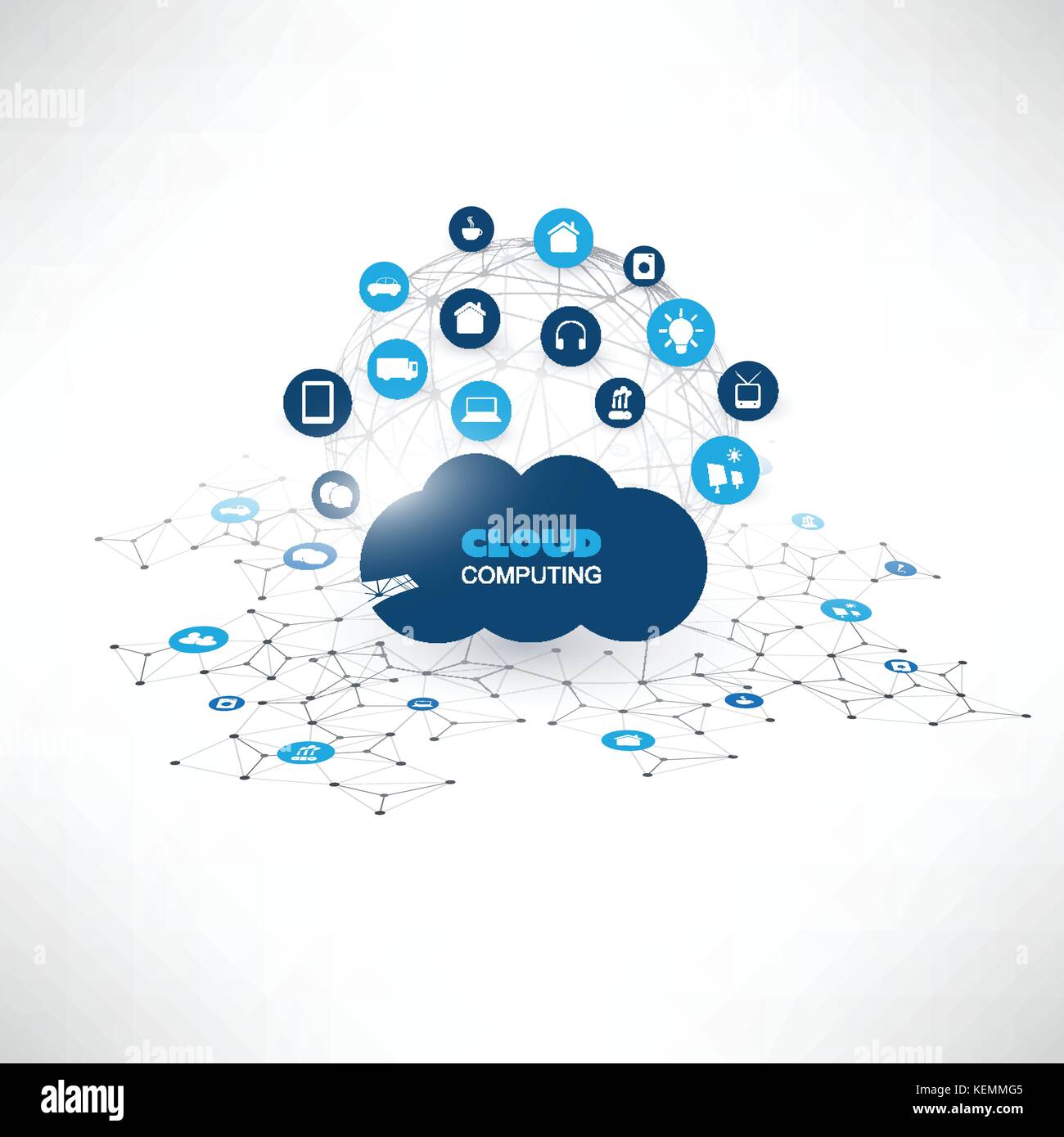 Cloud Computing Design Concept with Icons - Digital Network Connections ...