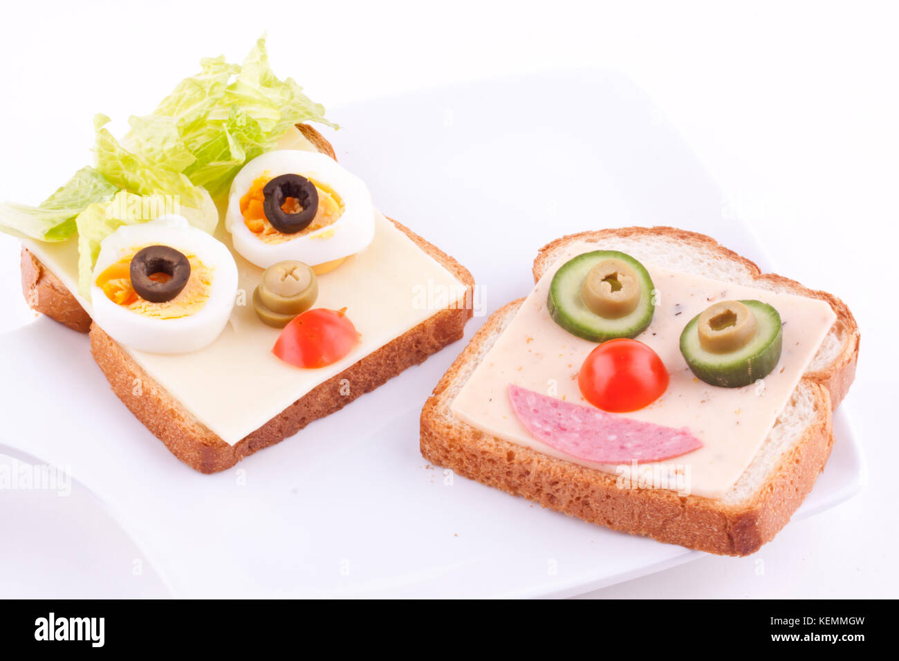 face shape open sandwiches Stock Photo - Alamy