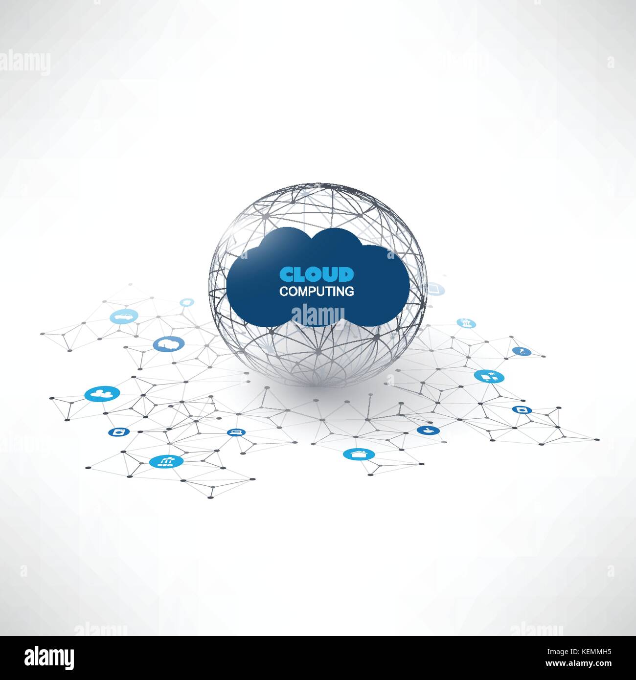 Cloud Computing Design Concept with Icons - Digital Network Connections ...