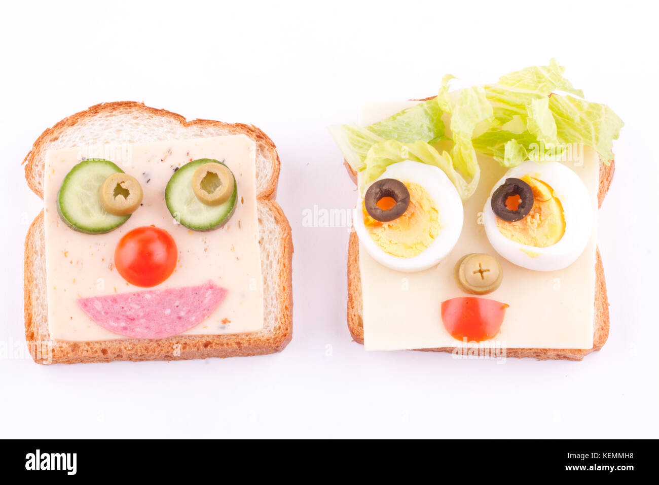 face shape open sandwiches Stock Photo - Alamy