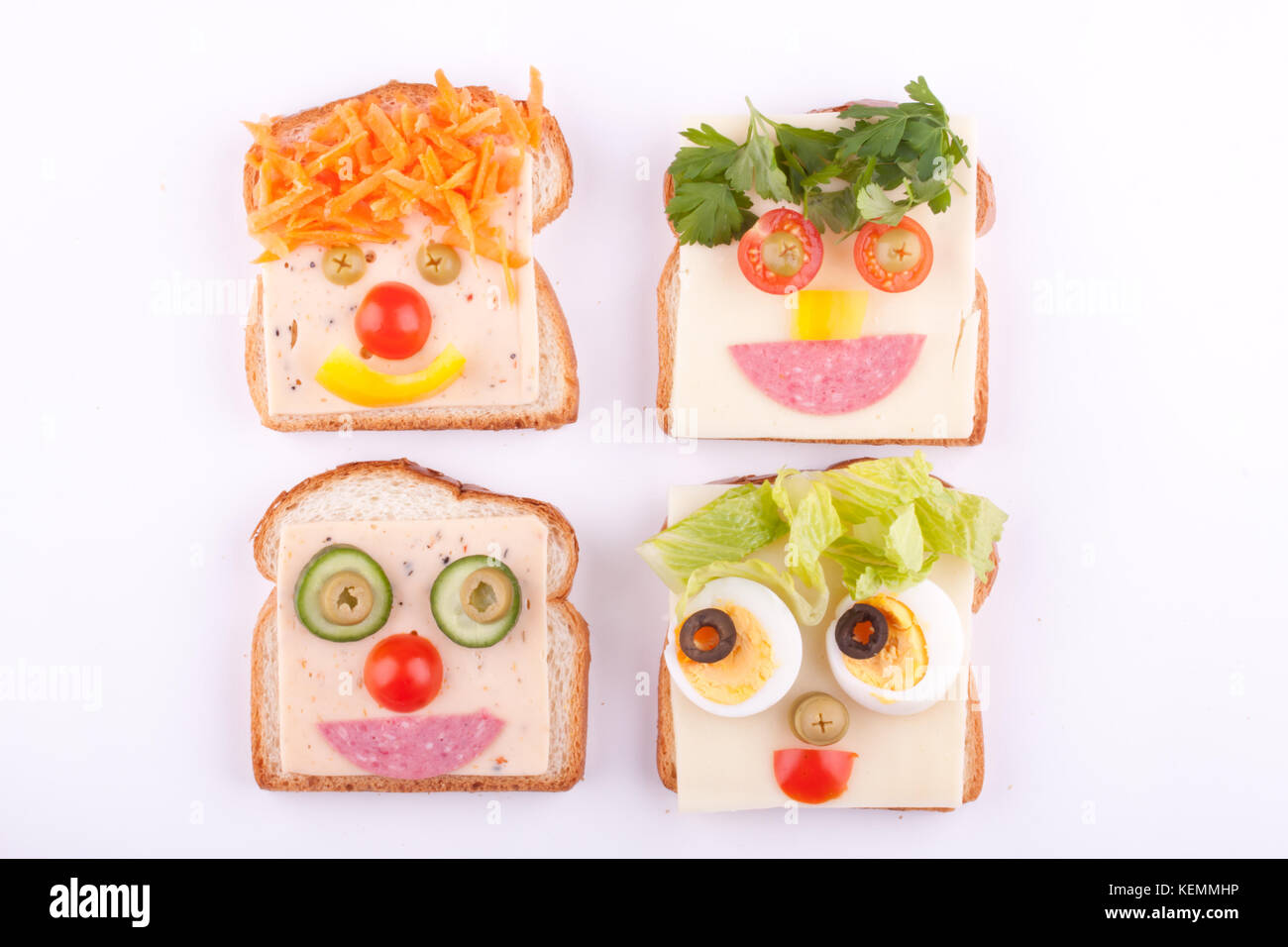 face shape open sandwiches Stock Photo - Alamy