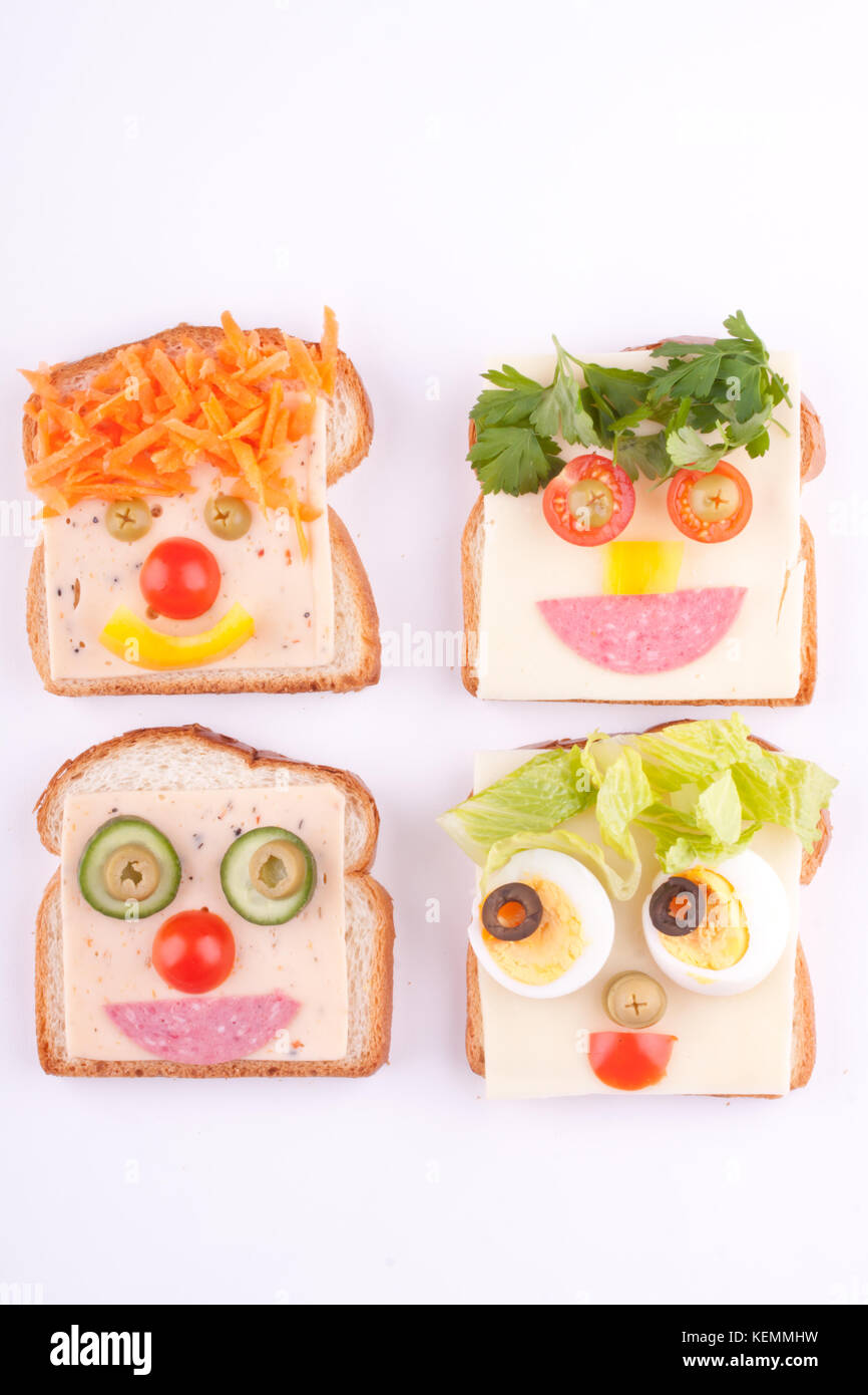 face shape open sandwiches Stock Photo - Alamy