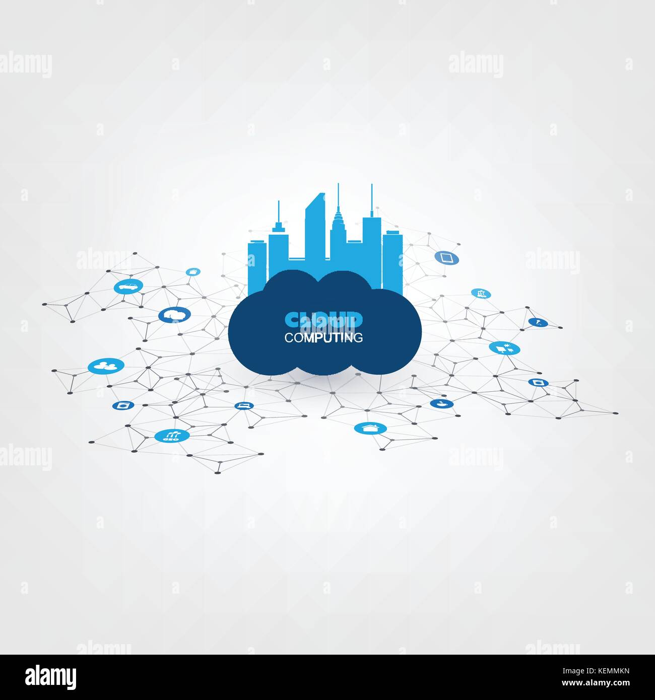 Cloud Computing Design Concept with Icons - Digital Network Connections, Technology Background ...