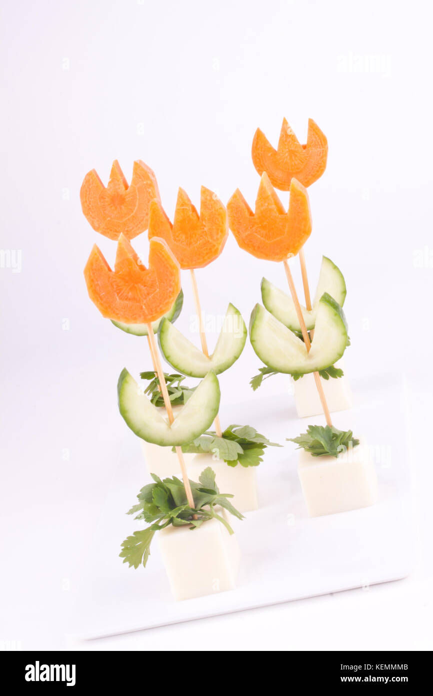 appetizer, carrot,cucumber and cheese with flower shape Stock Photo - Alamy