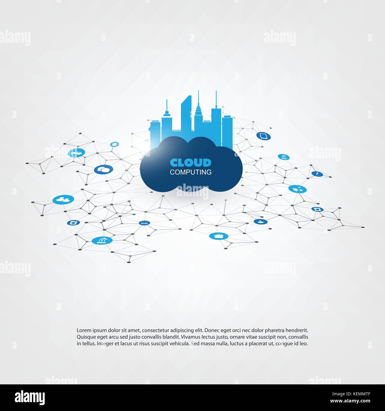 Cloud Computing Design Concept with Icons - Digital Network Connections, Technology Background ...