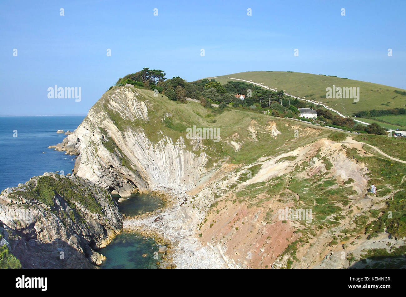 Clifftop viewpoint from Ballard down on coastal path, Swanage, Dorset ...