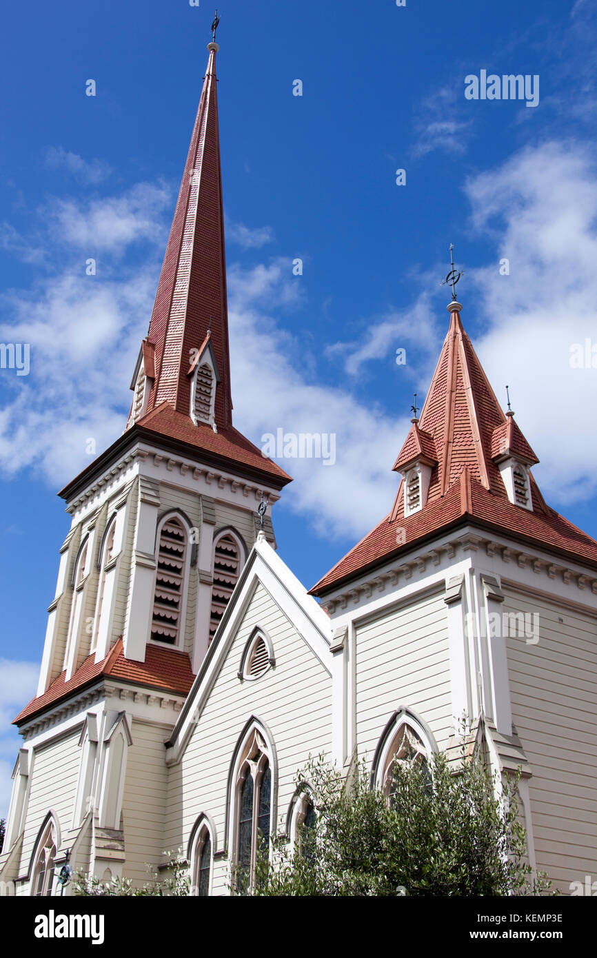 Red spires of St. John's Presbyterian Church in Wellington city (New ...