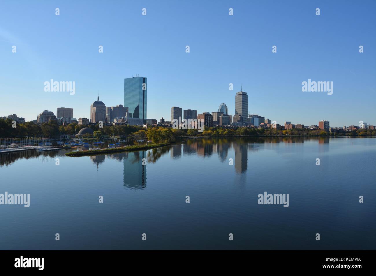 The Boston Back Bay high spine seen from the Longfellow Bridge over the ...