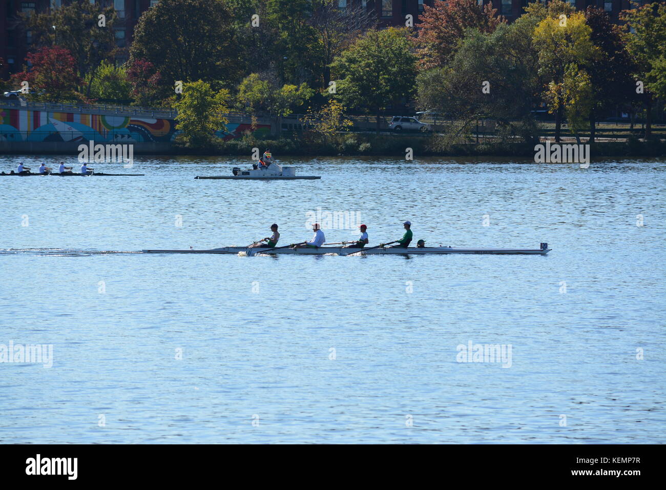 Teams of rowers competing in the Head of the Charles Regatta on the ...
