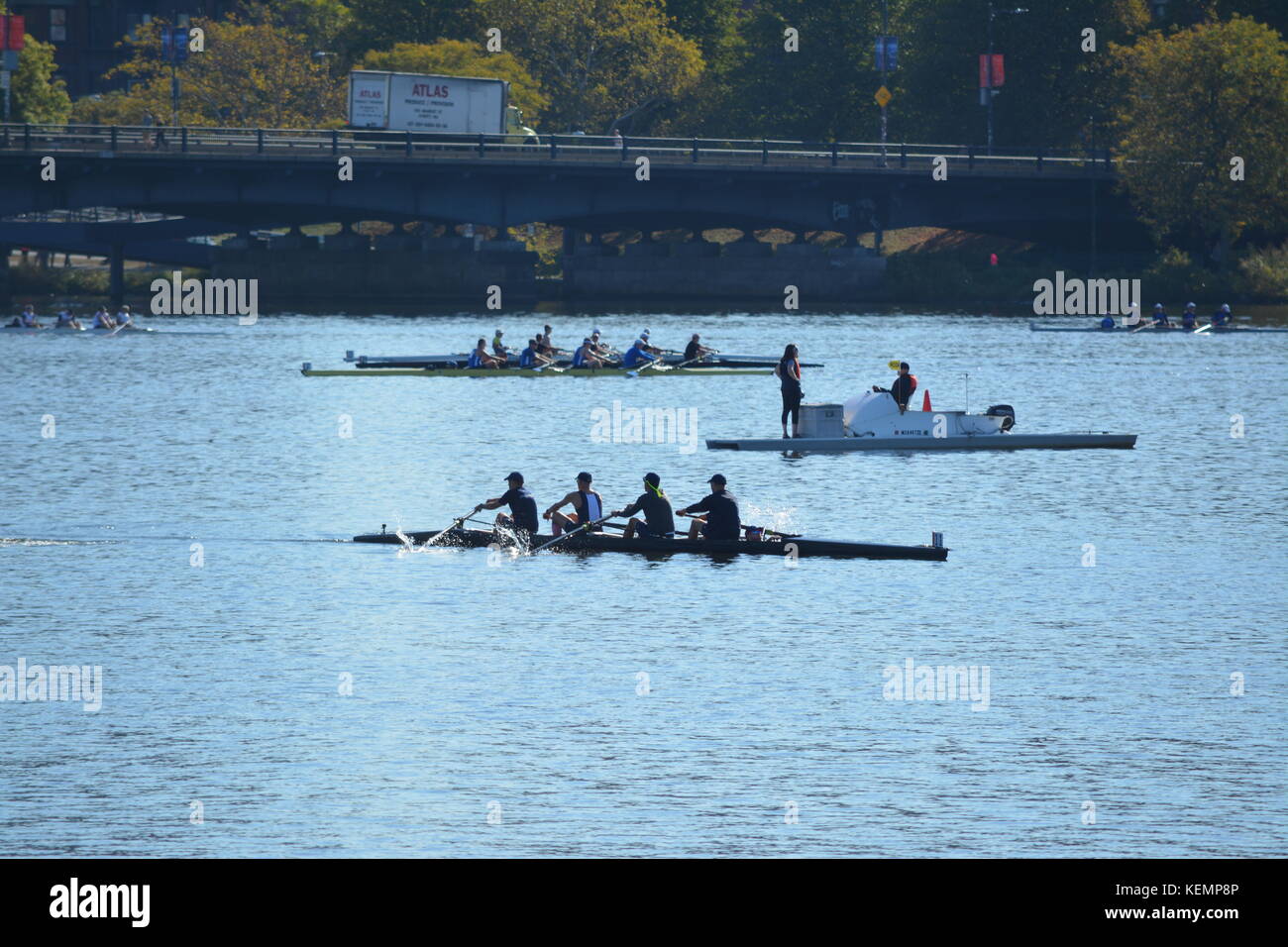 Teams of rowers competing in the Head of the Charles Regatta on the ...