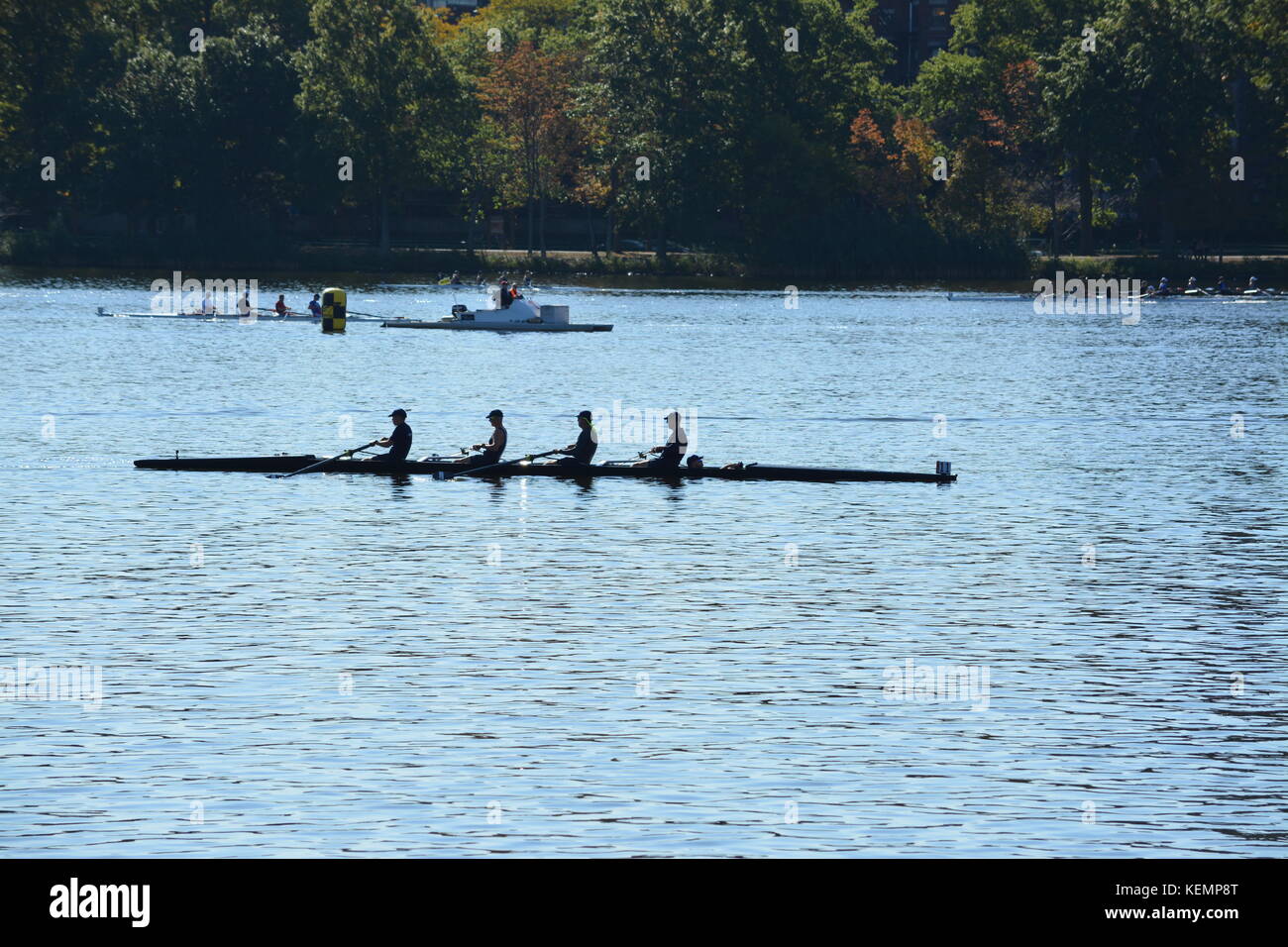 Teams of rowers competing in the Head of the Charles Regatta on the ...