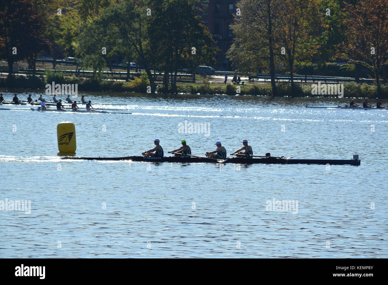 Teams of rowers competing in the Head of the Charles Regatta on the ...