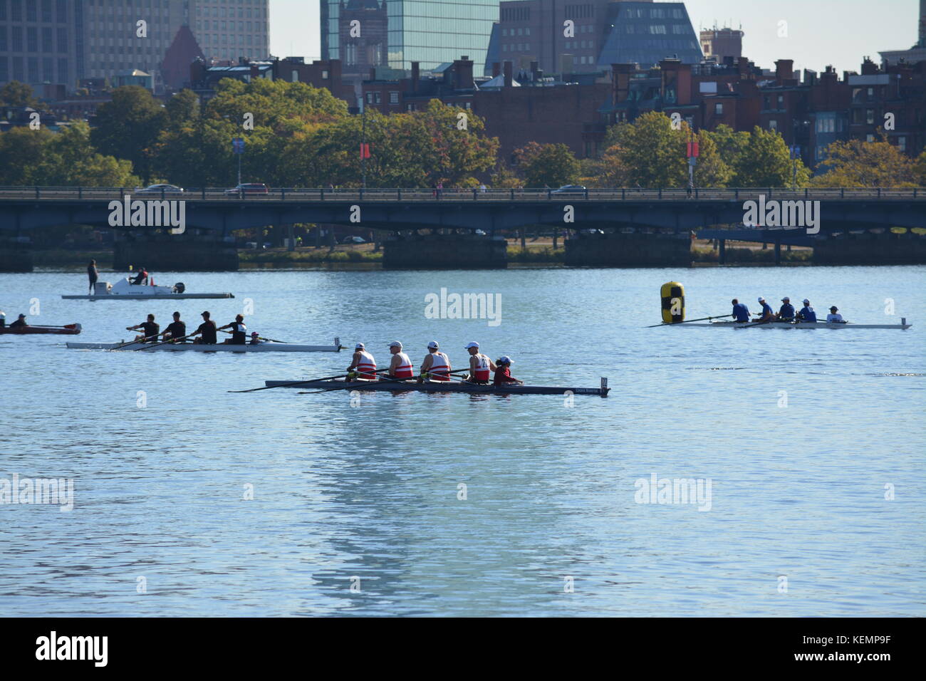 Teams of rowers competing in the Head of the Charles Regatta on the ...