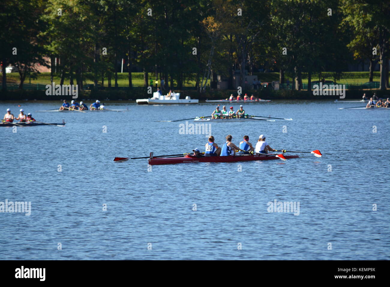 Teams of rowers competing in the Head of the Charles Regatta on the ...