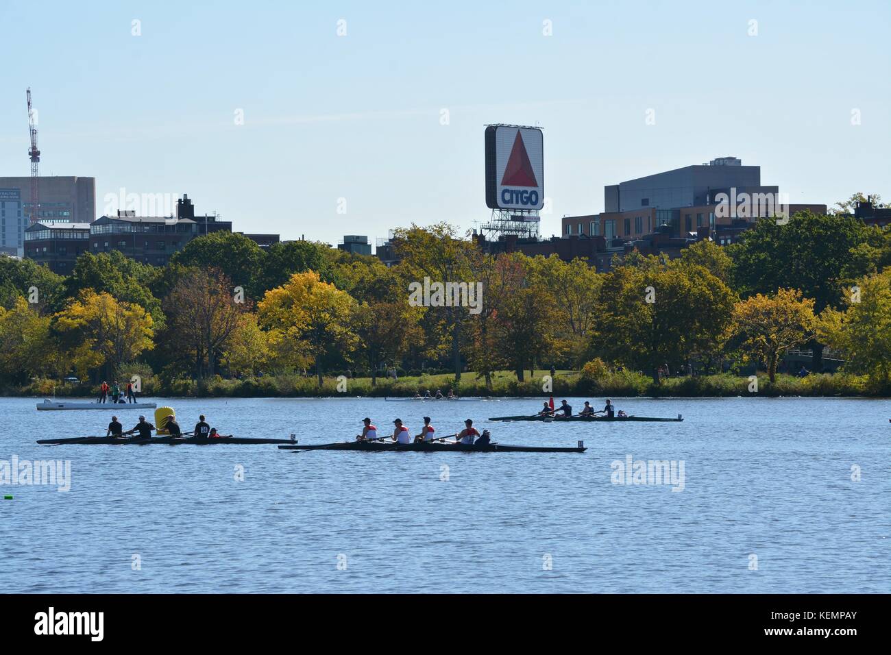Teams of rowers competing in the Head of the Charles Regatta on the ...