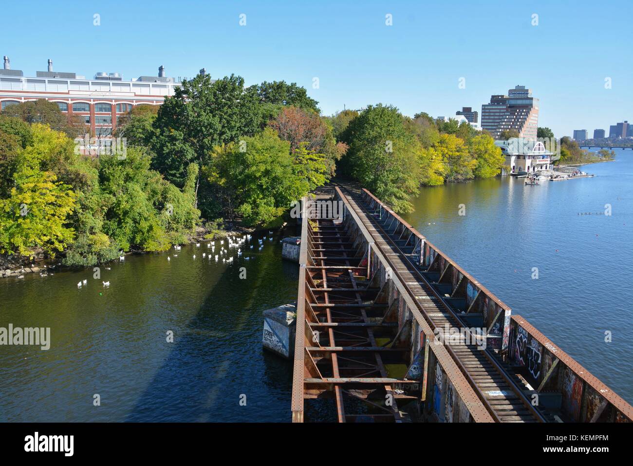 Sights around the Charles River in Boston, Massachusetts. Longfellow ...