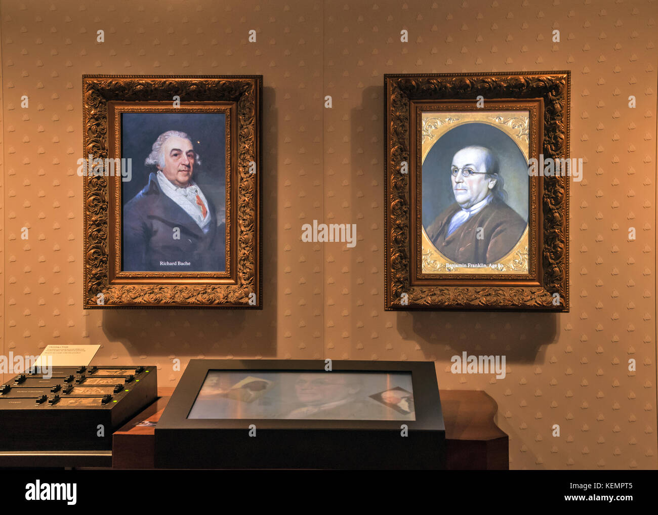 Father and son, Benjamin Franklin Museum, Philadelphia, Pennsylvania ...