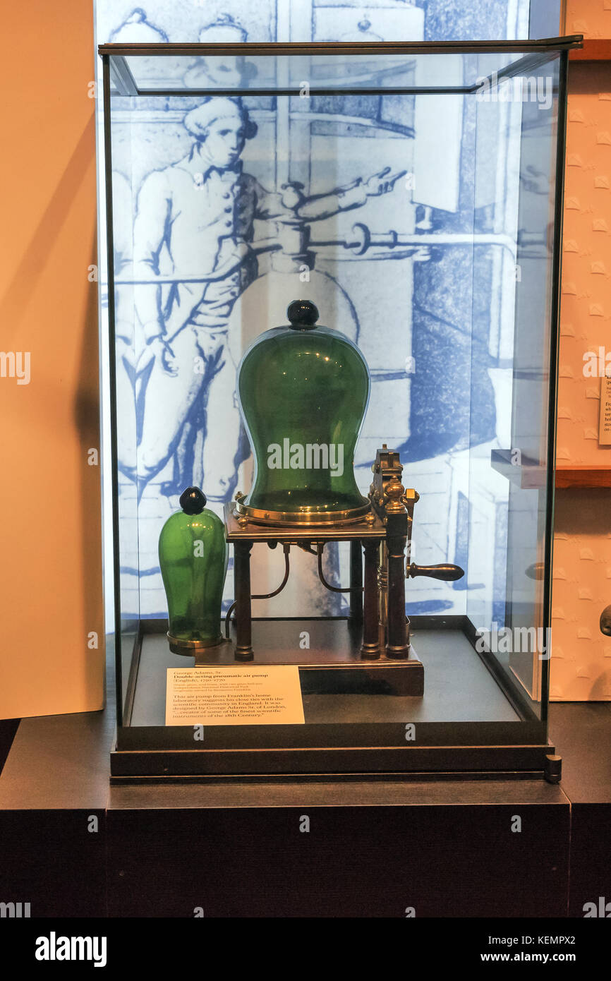 Double-acting pneumatic air pump, 1750-1760, Benjamin Franklin Museum ...