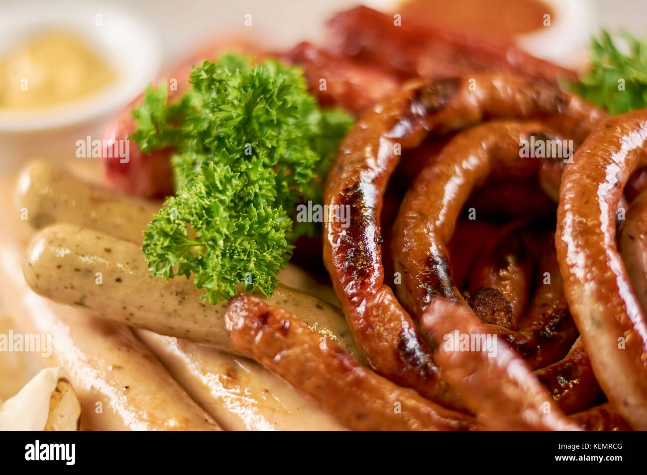 Appetizing fried sausages close hi-res stock photography and images - Alamy