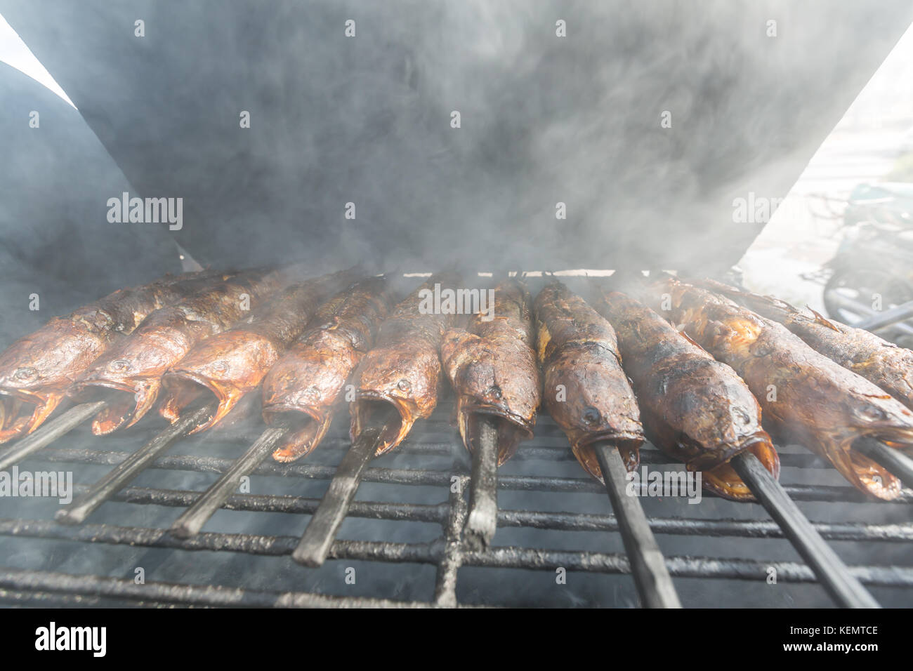 Grilled Snakehead fish Thai style food Stock Photo - Alamy