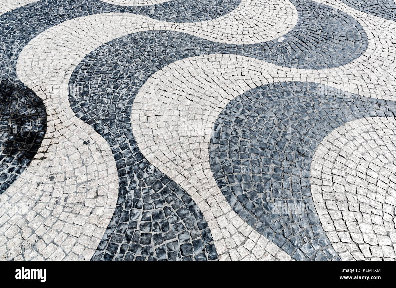 Tile brick floor in Lisbon Town Square, Portugal using as background ...