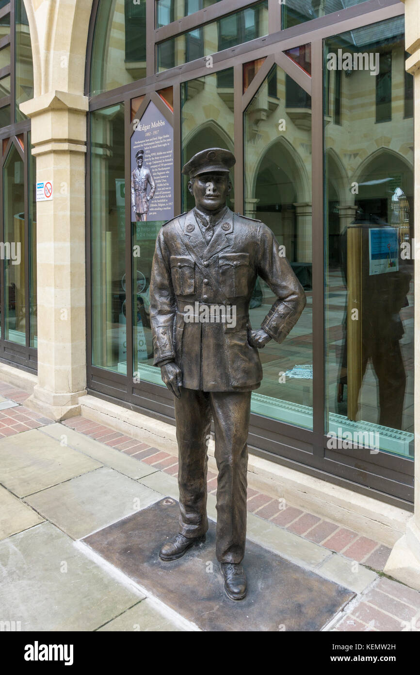 Statue, in Northampton Guildhall, of local hero Edgar Mobbs; in WW1 he ...