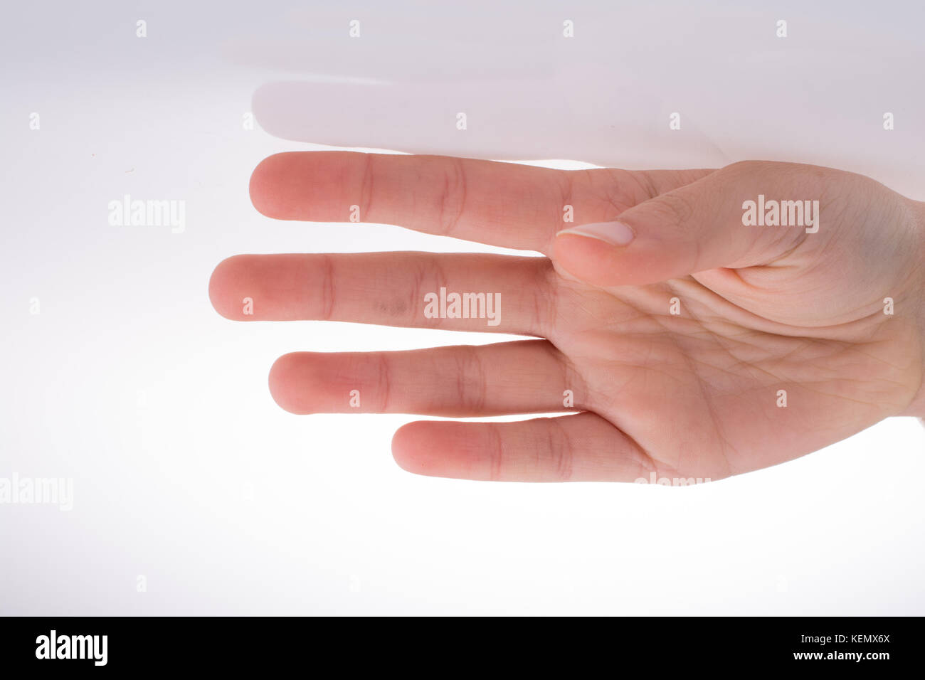 Hand open for a gesture isolated on white background Stock Photo - Alamy