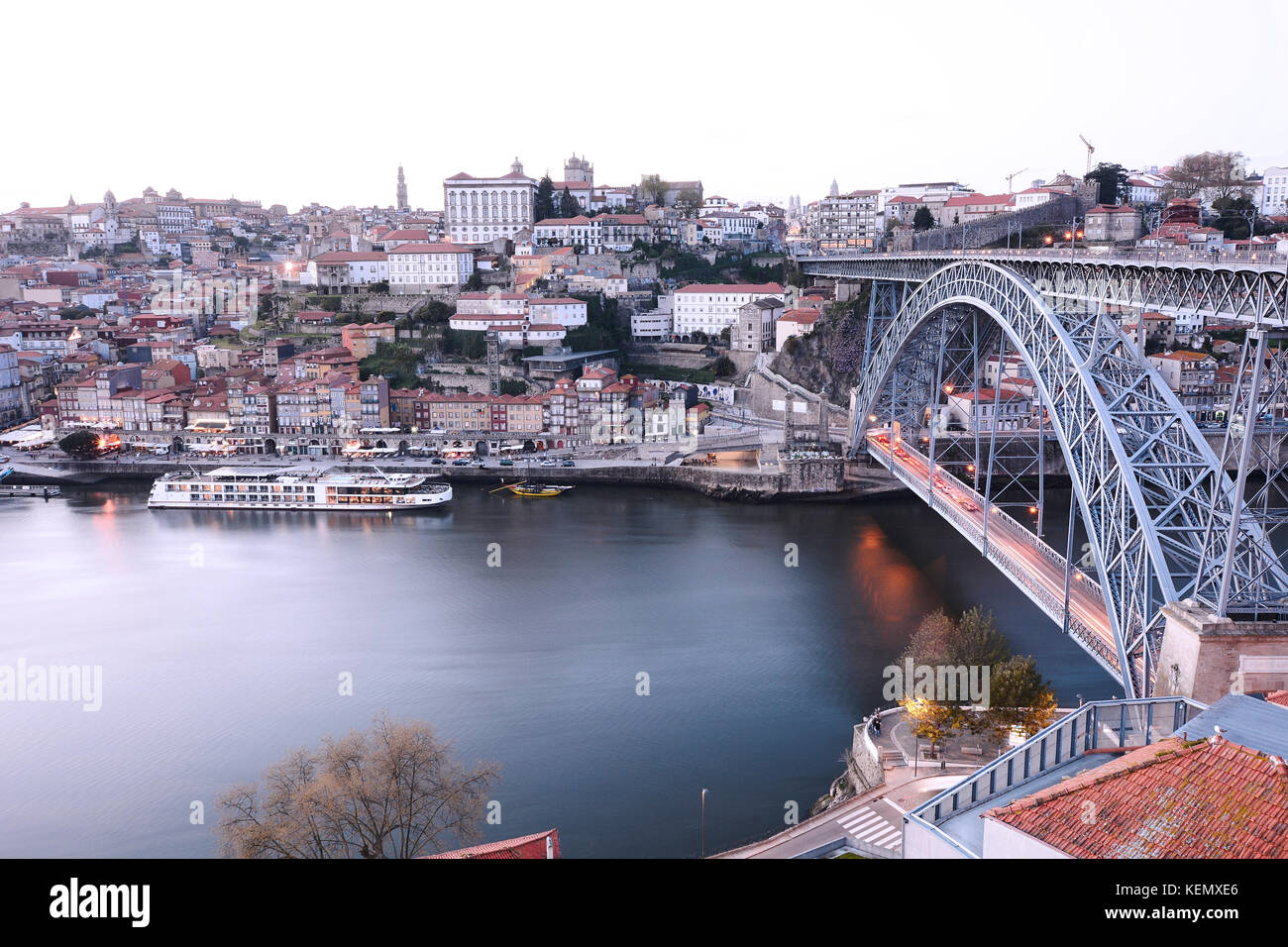 Porto old city, Dom Luis bridge and Douro river, Portugal Stock Photo ...