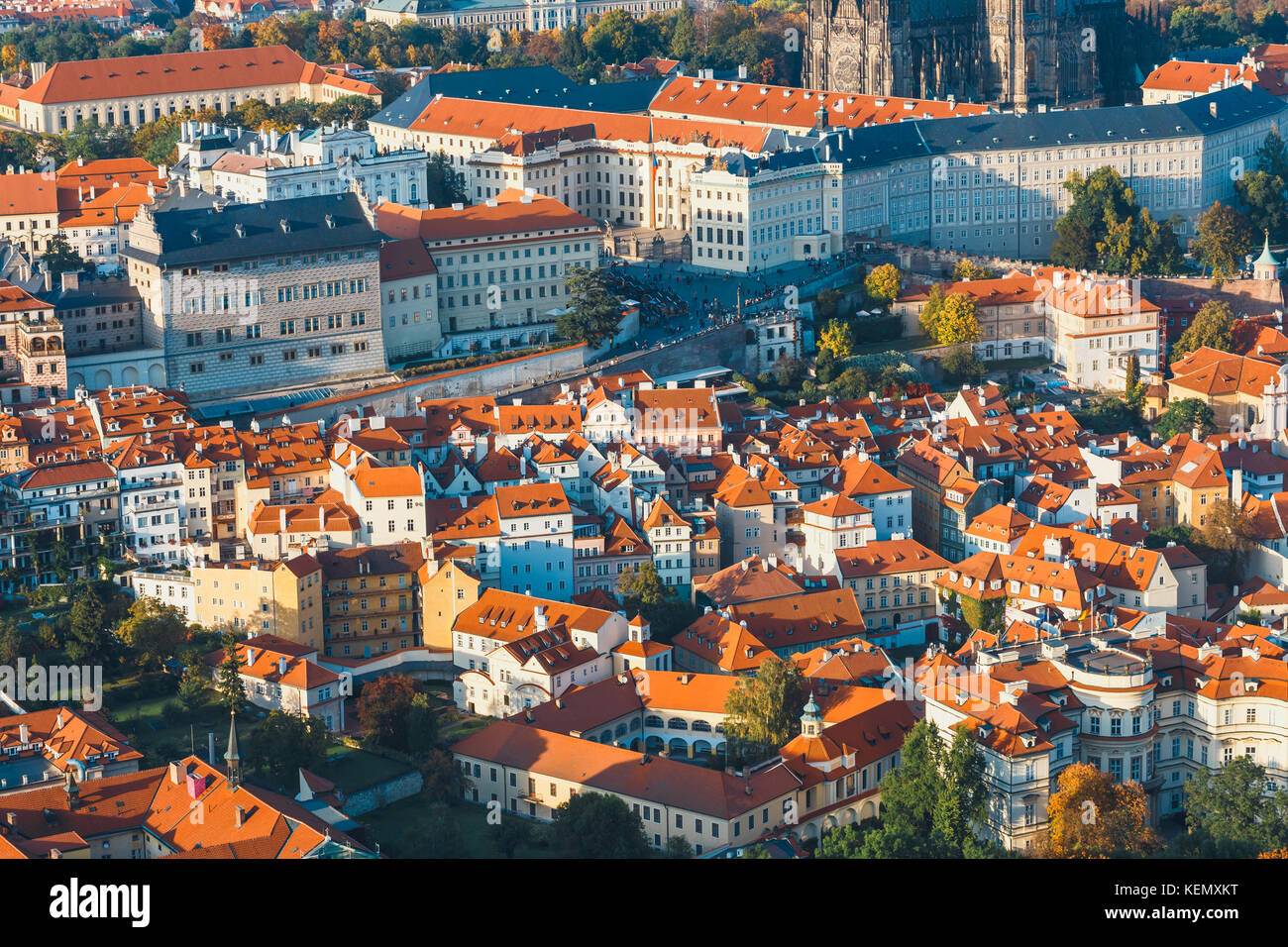 Prague castle district red roofs church hi-res stock photography and ...
