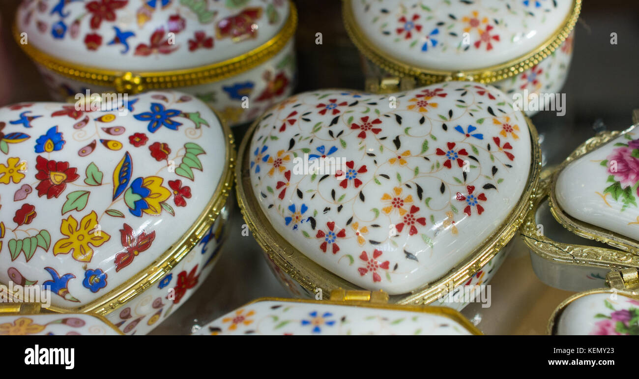 Colorful decorative objects in the shape of a heart Stock Photo - Alamy