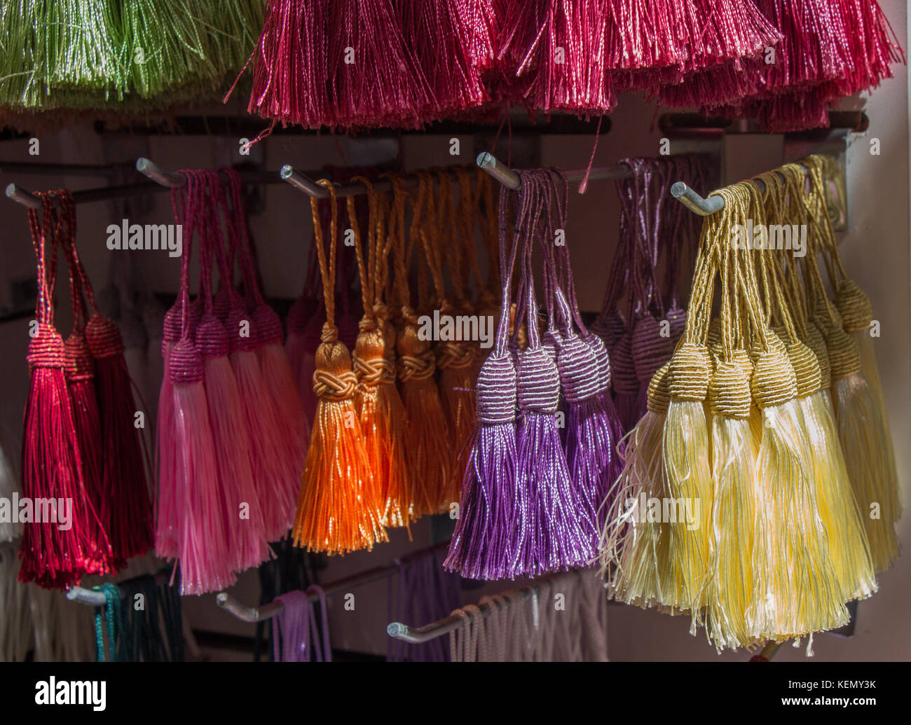 Selection of Ottoman Turkish traditional tassels in various colors ...