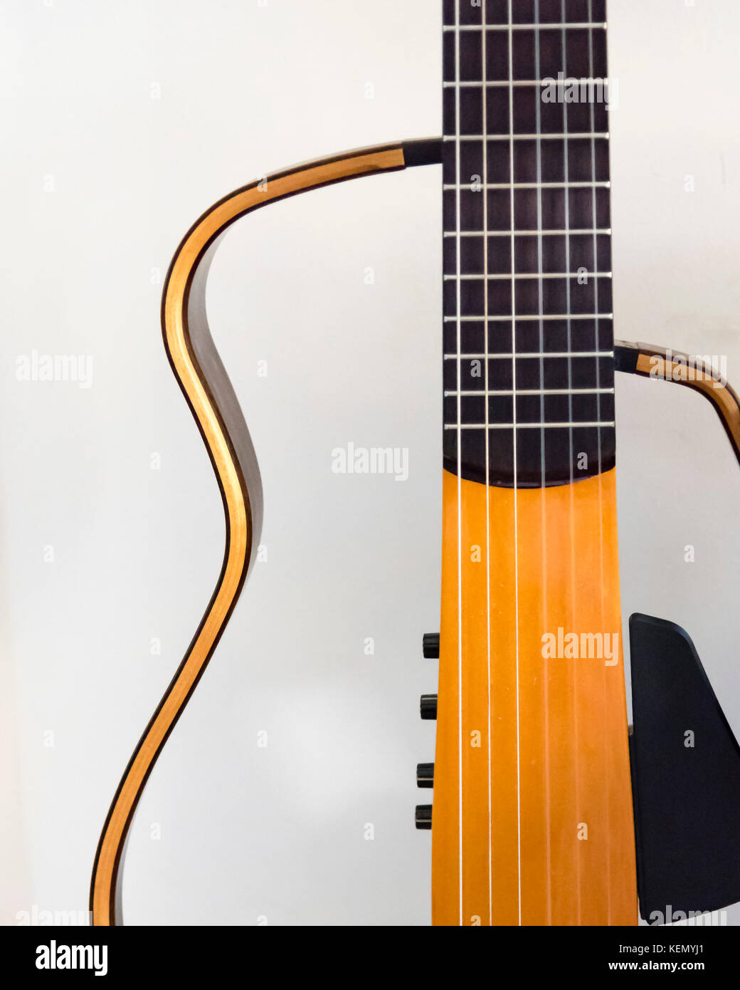 Electric guitar detail, white background. Musical guitar front detail ...