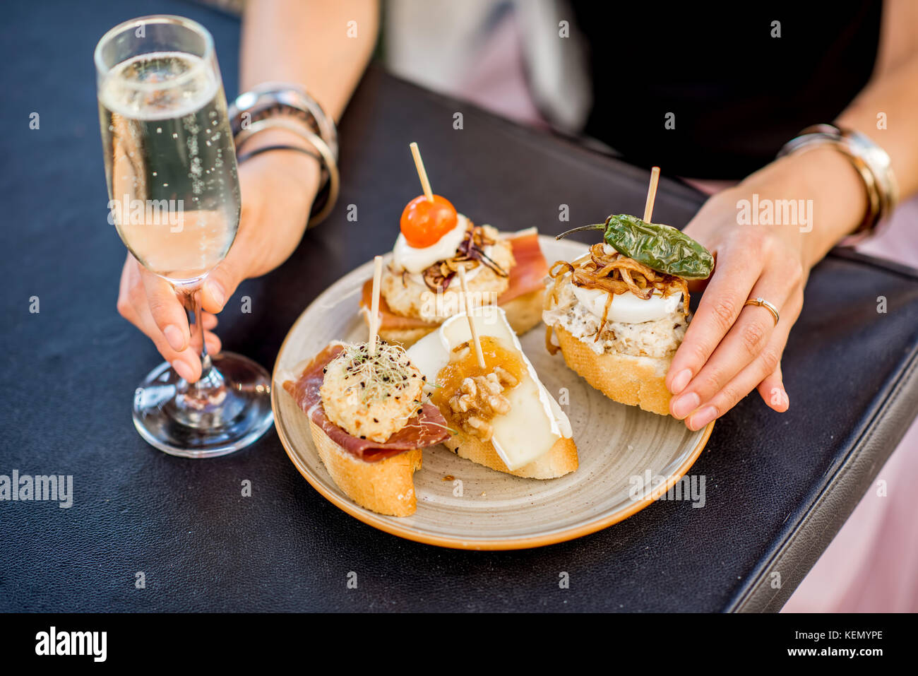 Set of pinchos on the table Stock Photo - Alamy