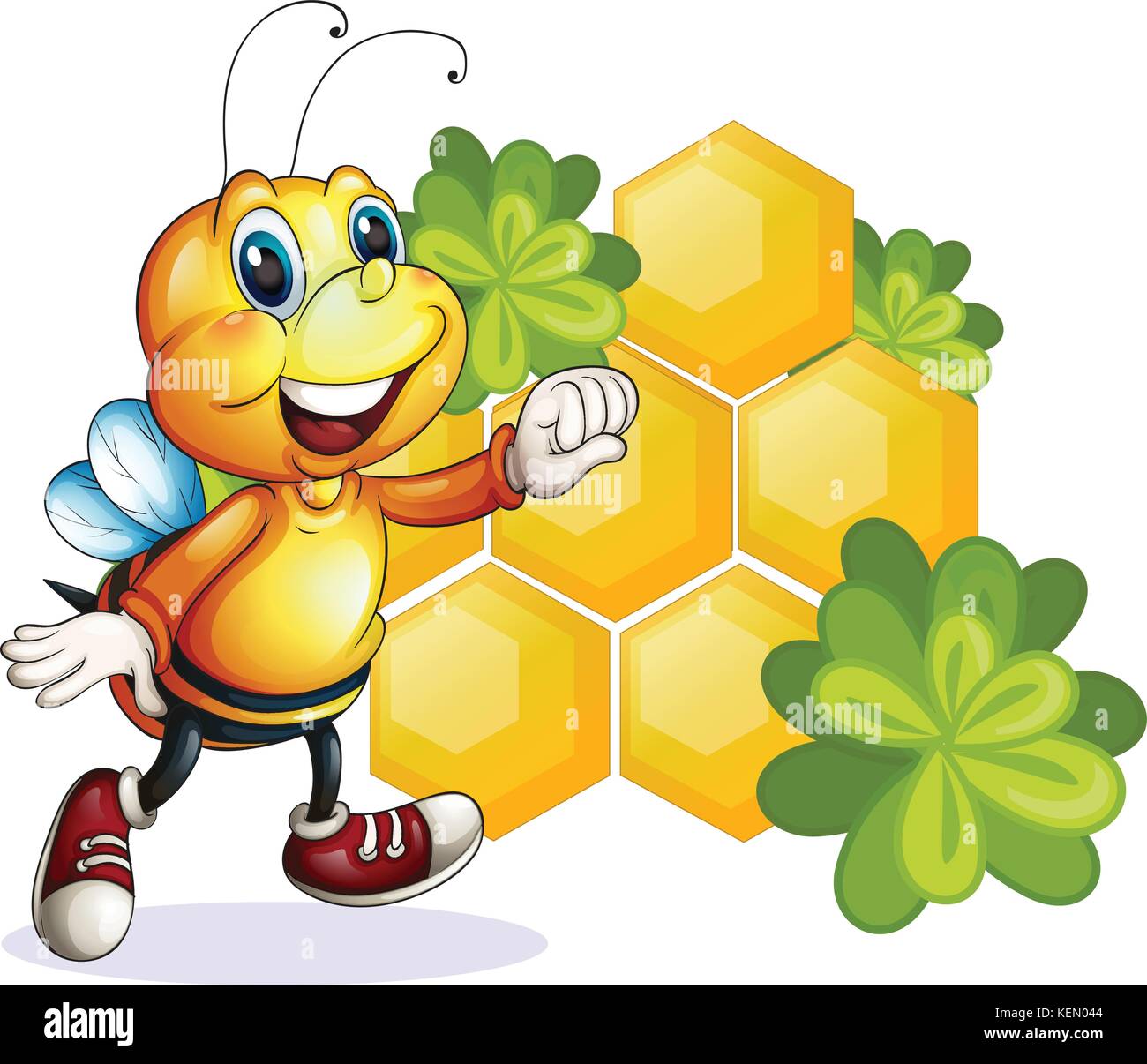 Illustration of a smiling bee on a white background Stock Vector Image ...
