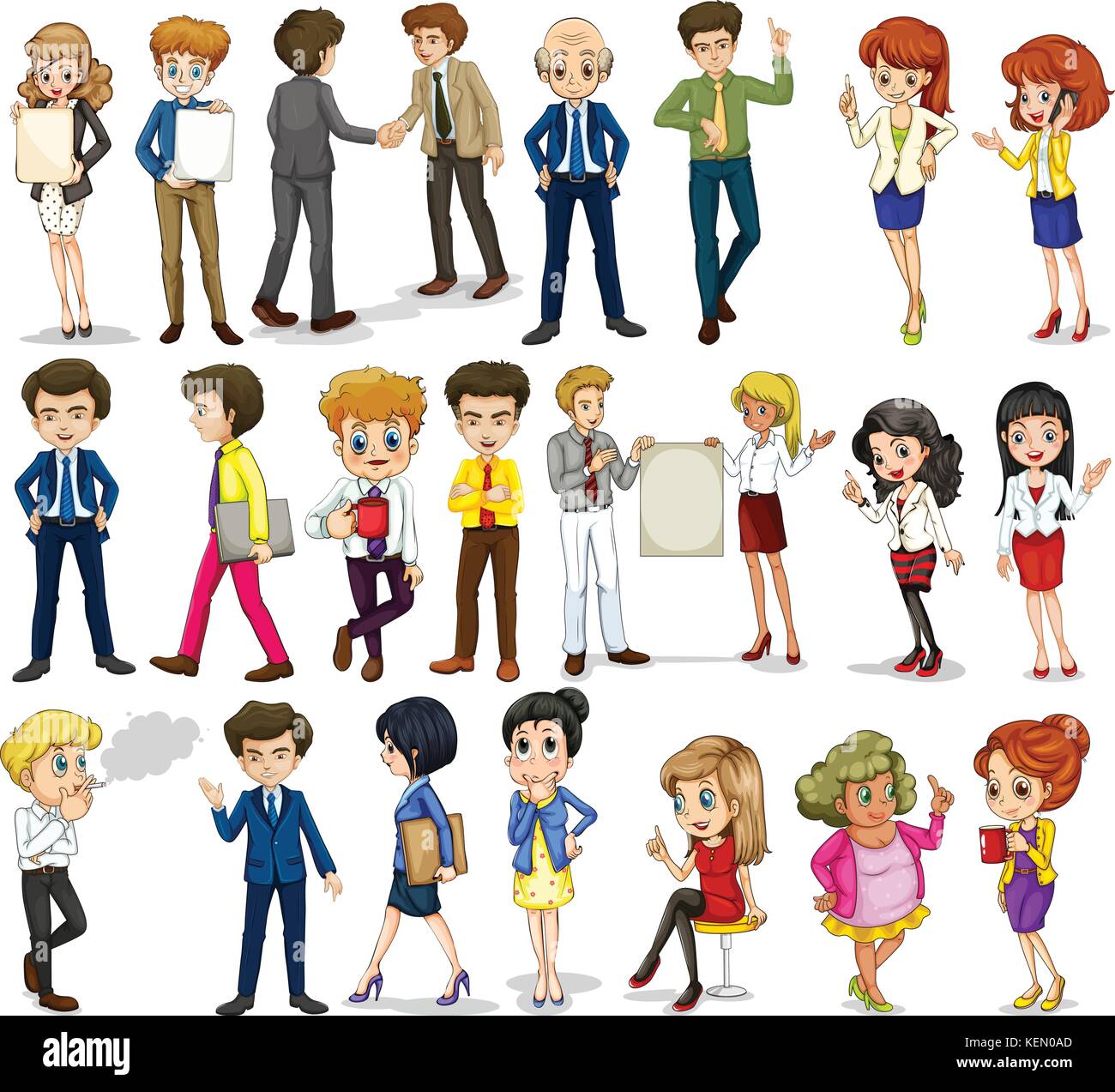 Illustration of a group of business-minded people on a white background ...