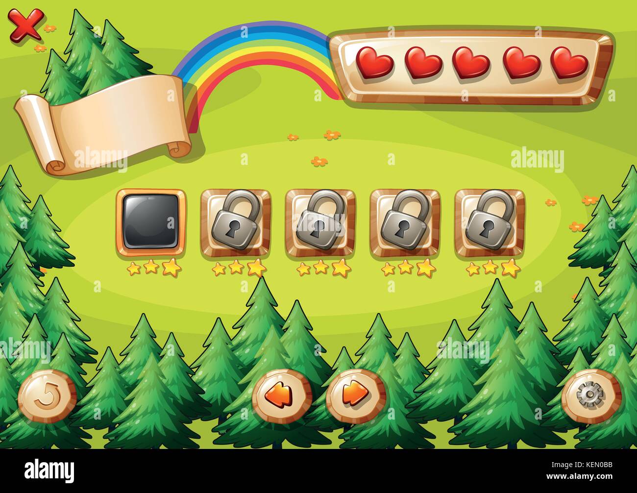 Set of icons and elements of game with nature theme Stock Vector Image ...