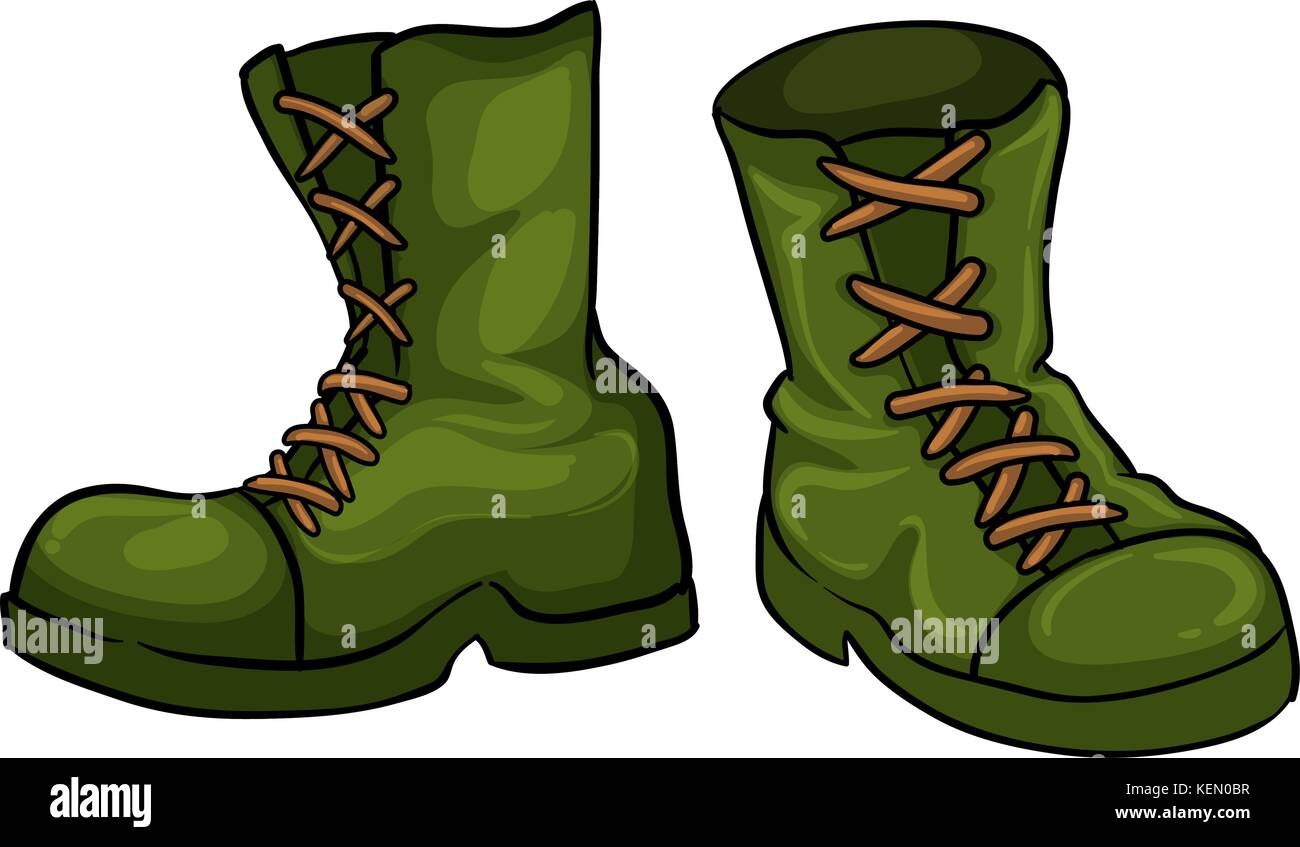 Illustration of a pair of green boots on a white background Stock ...