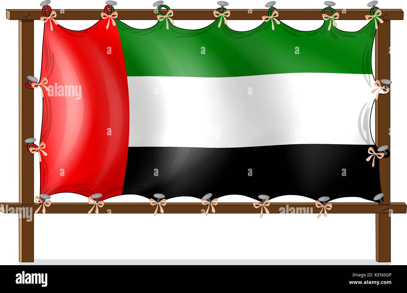 Illustration of a wooden frame with the UAE flag on a white background ...