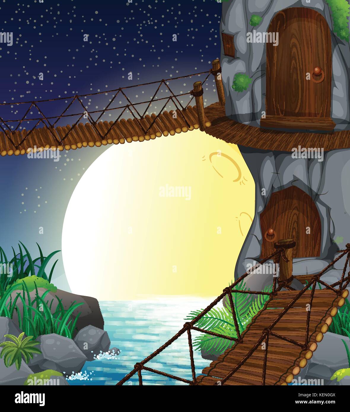 Beautiful lake forest surrounding Stock Vector Images - Alamy