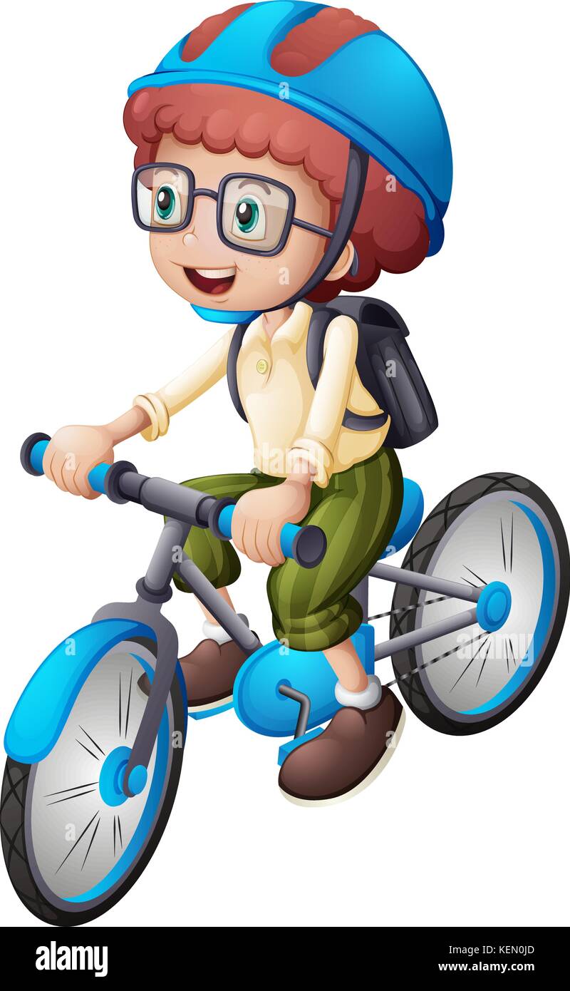 Boy bicycle bag helmet Stock Vector Images - Alamy