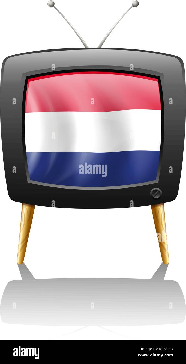 Illustration of a television with the flag of the Netherlands on a ...