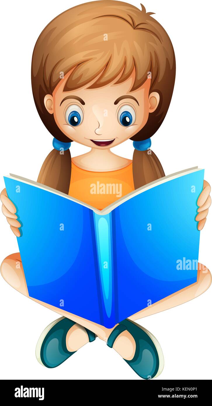 Illustration of a young lady reading on a white background Stock Vector ...