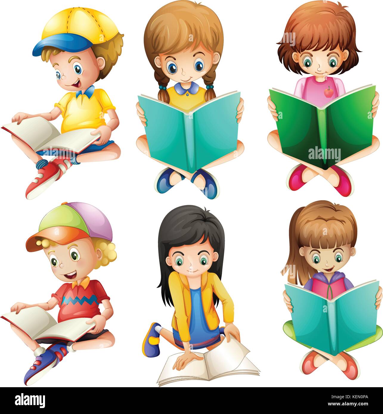 Kids Reading Clip Art