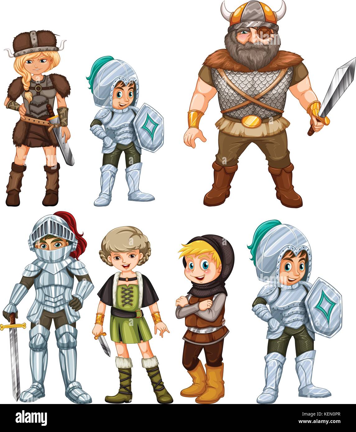 Illustration of knights and warriors Stock Vector Image & Art - Alamy