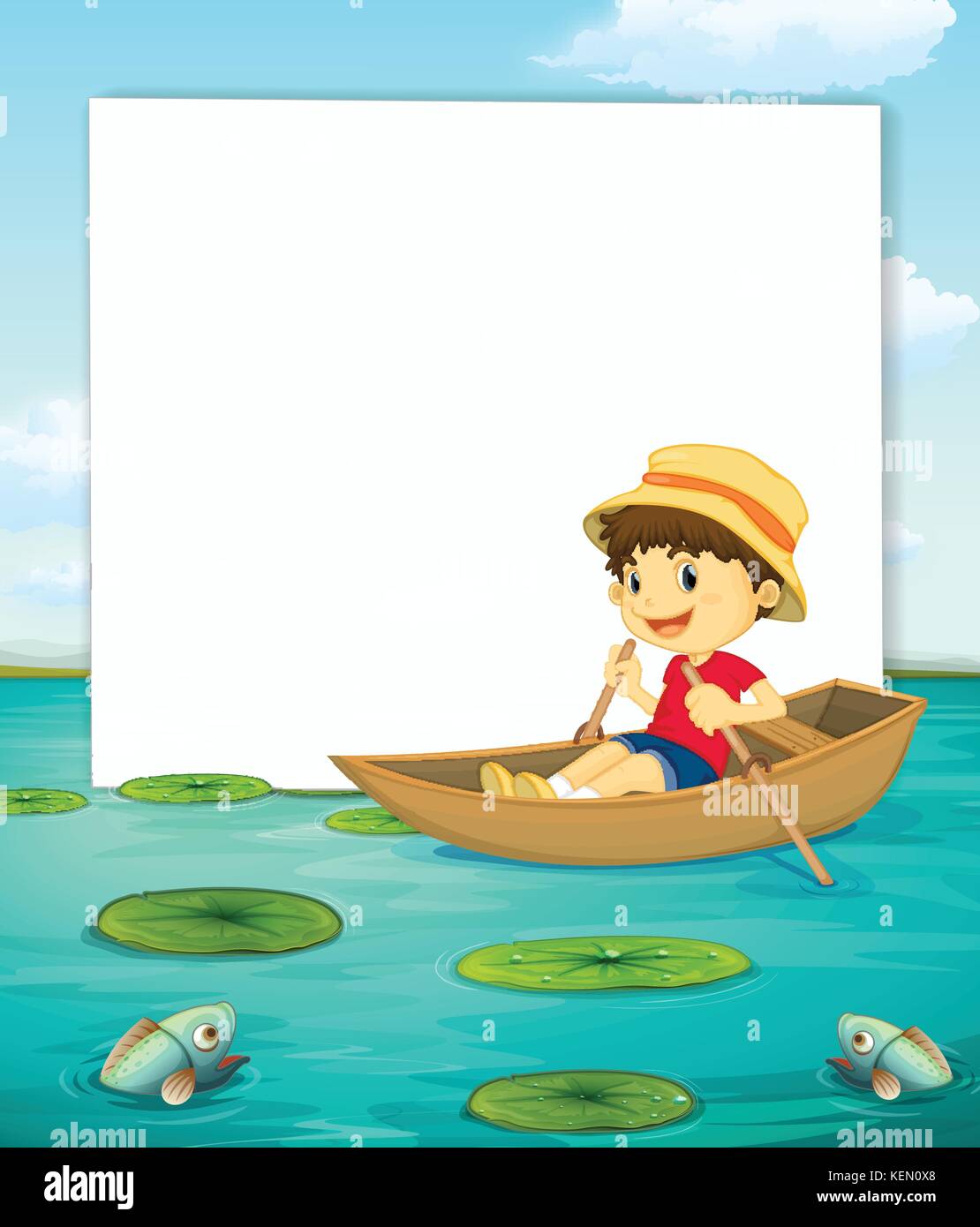 Boat with lotus Stock Vector Images - Alamy