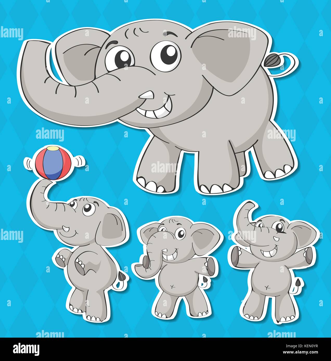 Illustration of different poses of elephant Stock Vector Image & Art ...