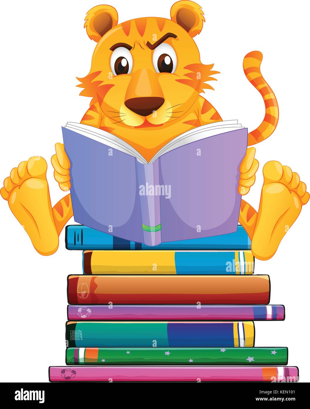 Illustration of a tiger reading books Stock Vector Image & Art - Alamy